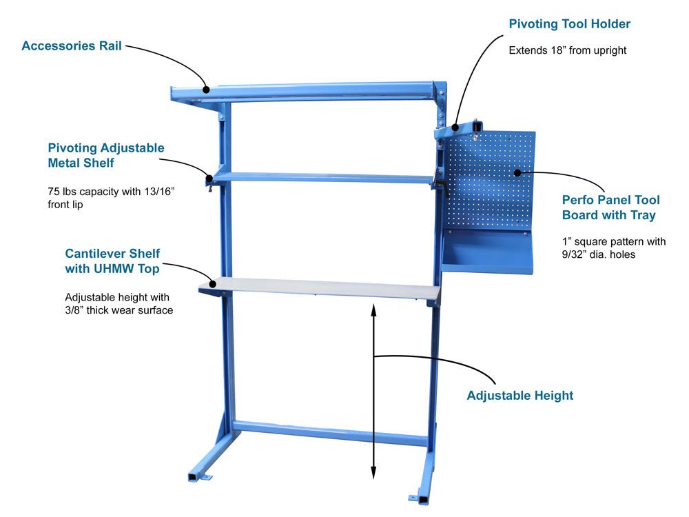 Assembly Table Adjustable Height Table Industrial Table with Shelf Diamond Tool Store